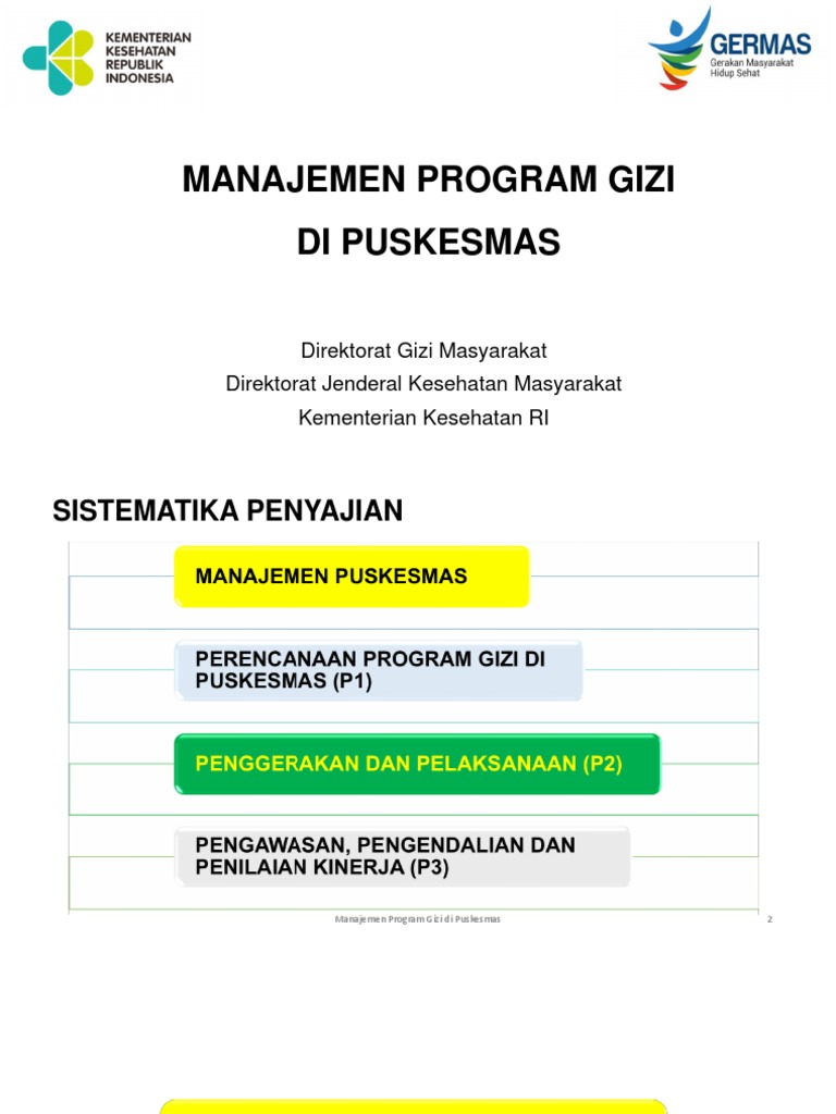 Sesi 2 Materi Manajemen Program Gizi Di Puskesmas | PDF