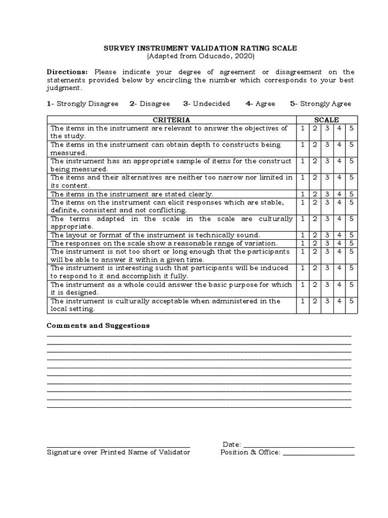Survey Instrument Validation Scale | PDF | Psychology