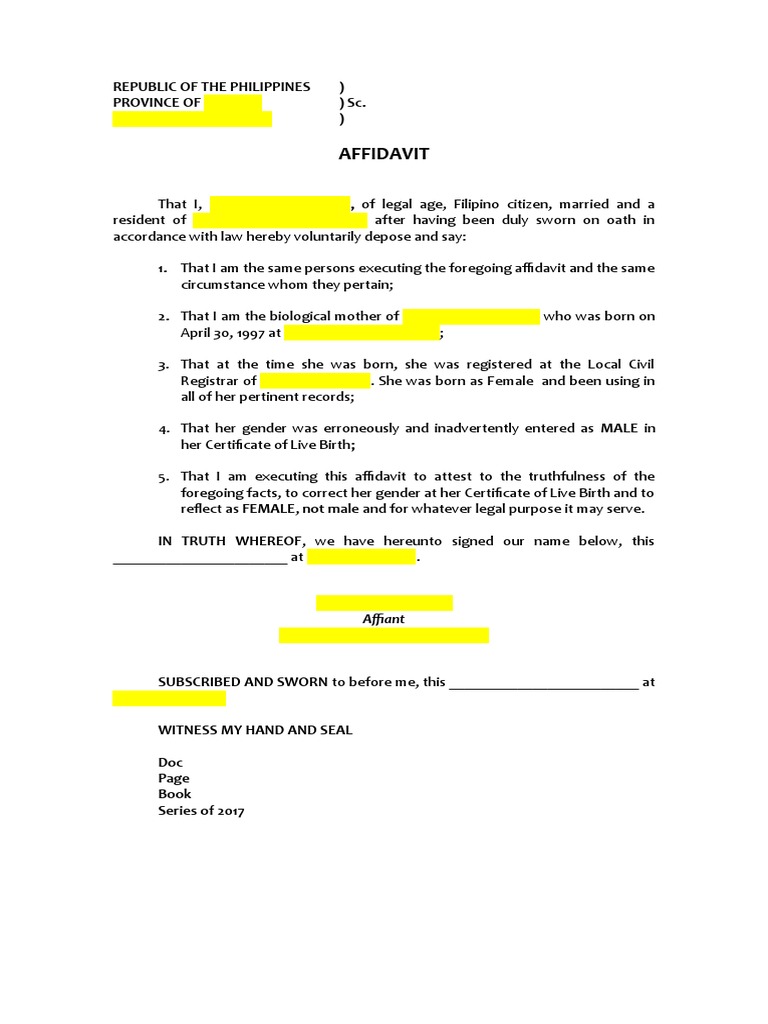 AFFIDAVIT (GENDER) For Scribd | PDF