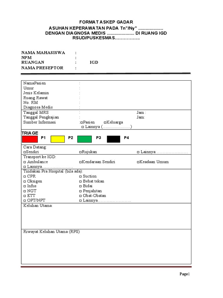 Format Pengkajian Gadar | PDF