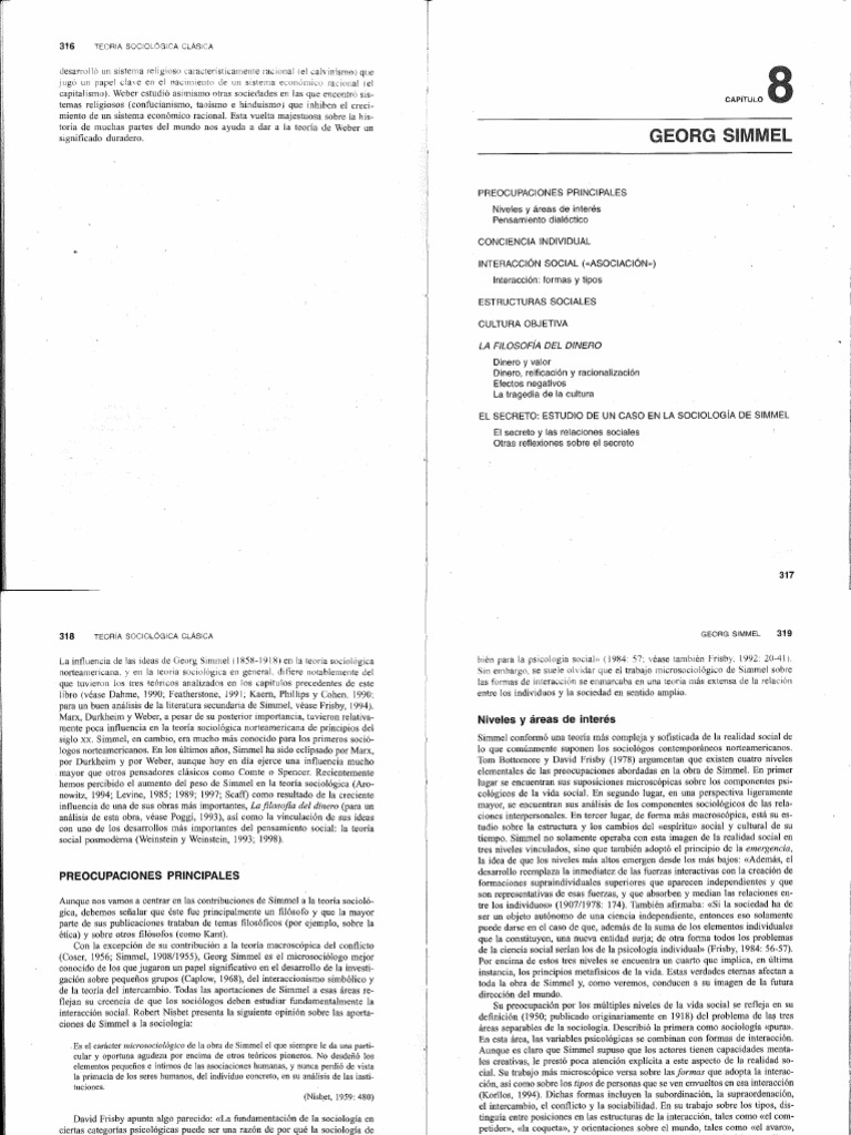 GEORG SIMMEL. (G. Ritzer, Madrid, MacGraw-Hill-Inc., 1993) | PDF