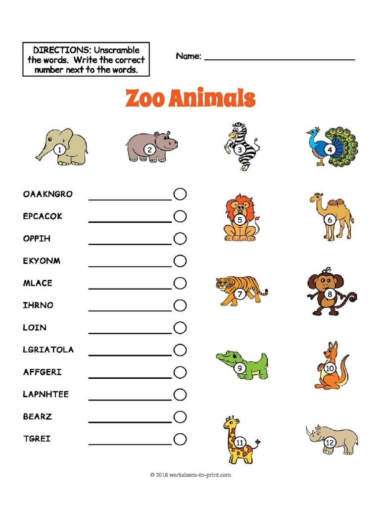 Animal Worksheet | PDF