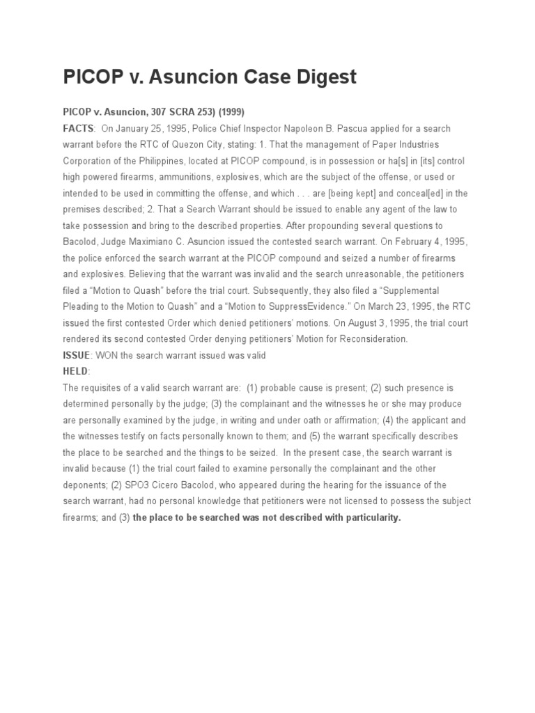 PICOP V Judge Asuncion | PDF