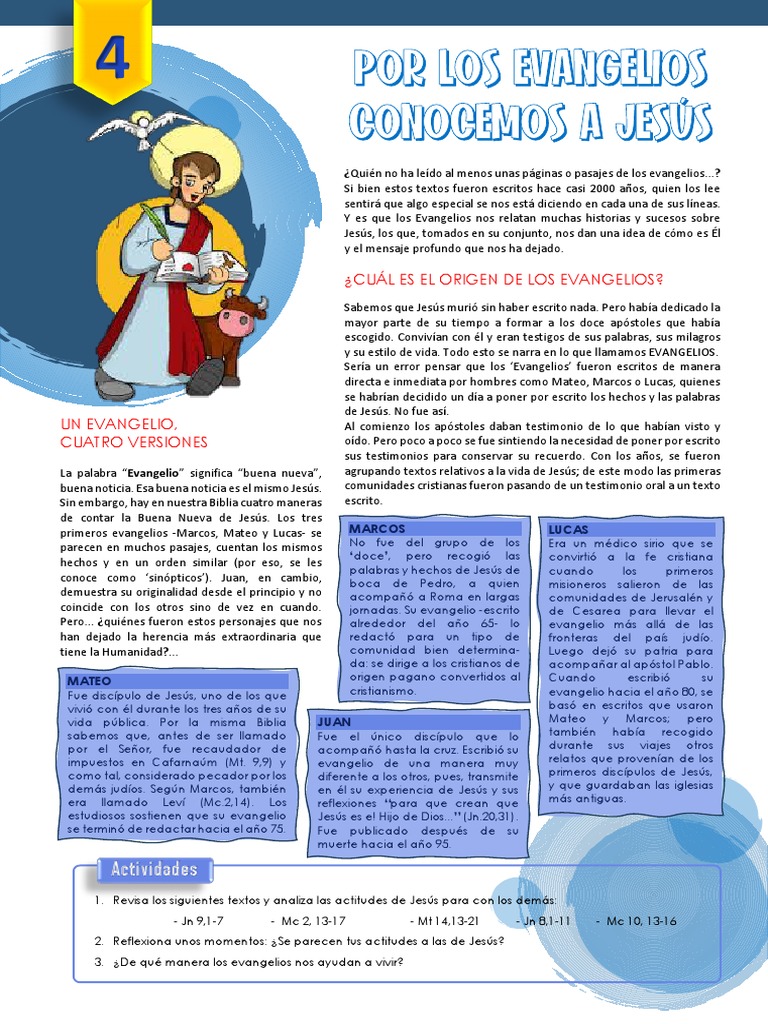Ficha 4 Religion | Descargar gratis PDF | Jesús | Evangelios