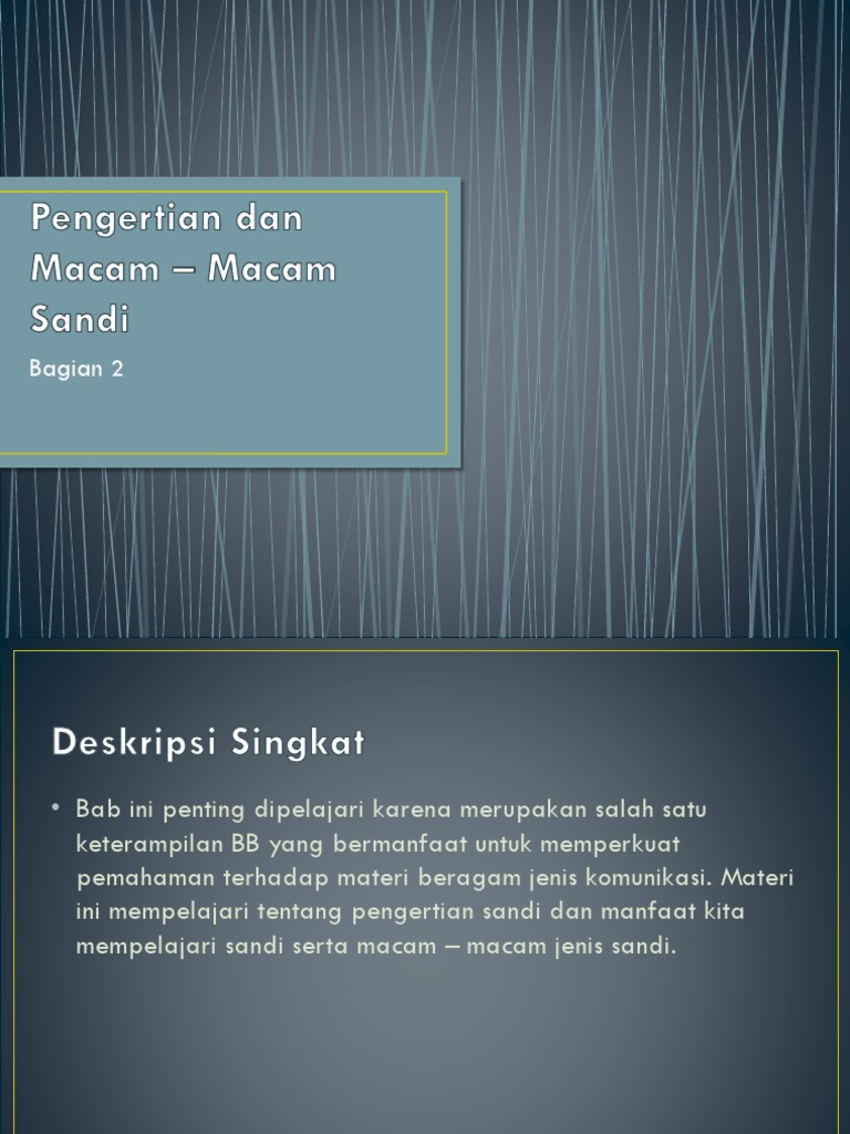 Pengertian Dan Macam - Macam Sandi | PDF