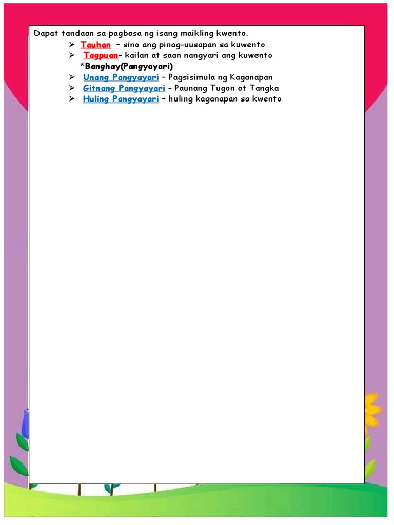 Fil Dapat Tandaan Sa Maikling Kwento | PDF