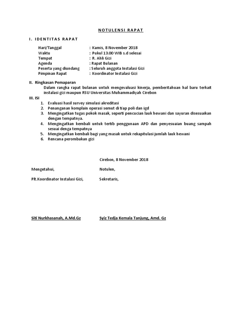 NOTULENSI RAPAT Baru | PDF