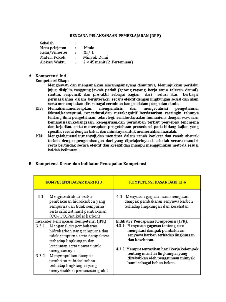 RPP XI MIA KD 3.3 Adiwiyata | PDF