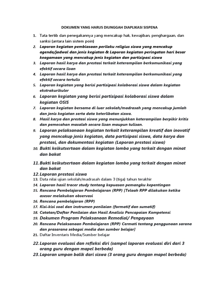 Dokumen Yang Diunggah Ke Aplikasi Sispena | PDF