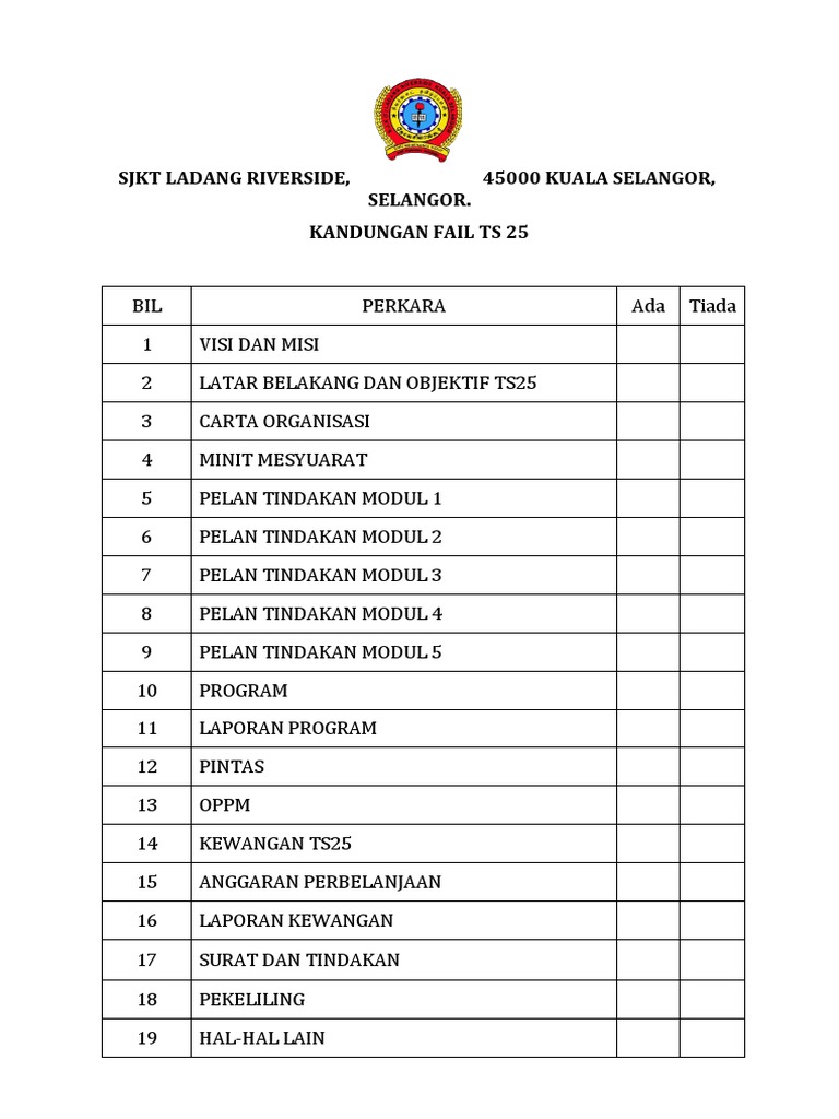 Isi Kandungan Fail TS25 2022 | PDF