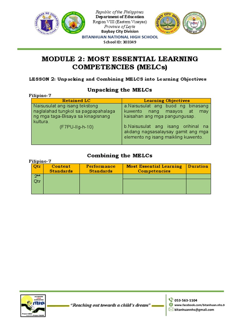 Most Essential Learning Competencies | PDF