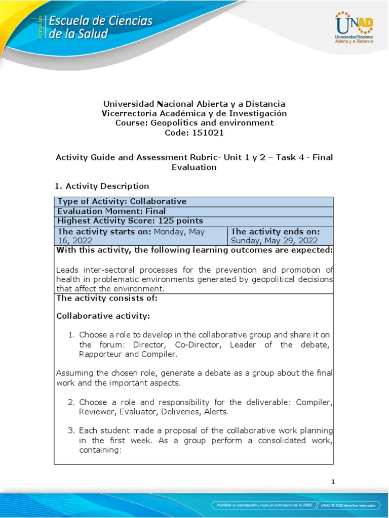 Activities Guide and Evaluation Rubric - Task 4 - Final Evaluation | PDF | Rubric (Academic ...