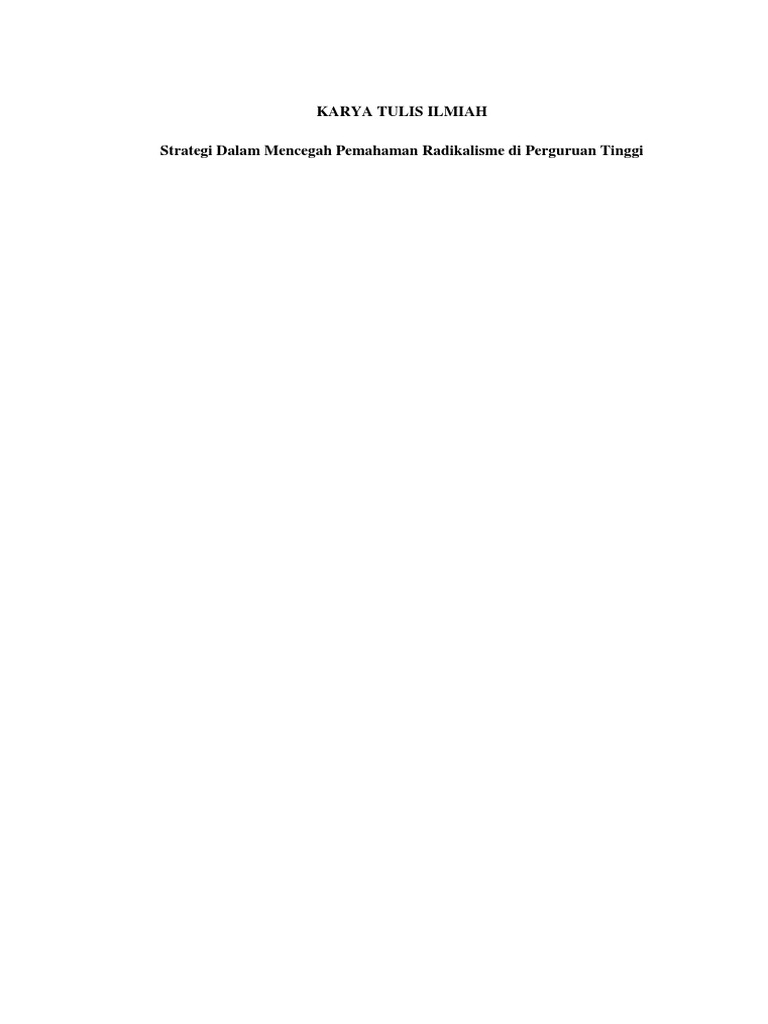 Strategi Dalam Mencegah Pemahaman Radikalisme Di Perguruan Tinggi | PDF