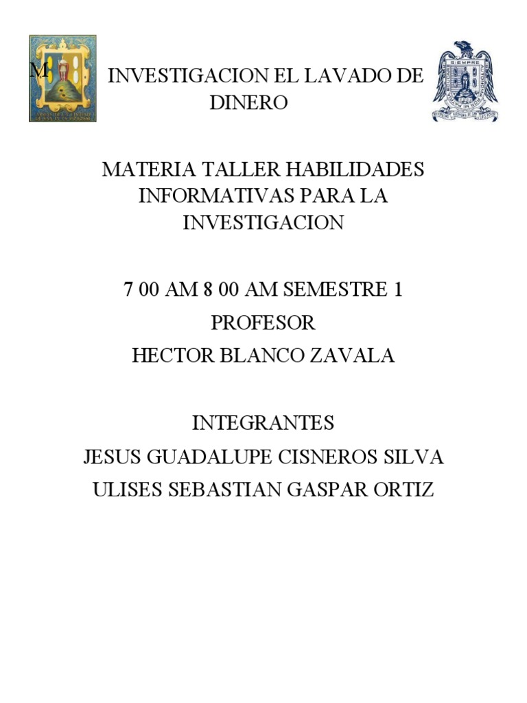 Lavado Del Dinero | PDF | Lavado de dinero | Dinero