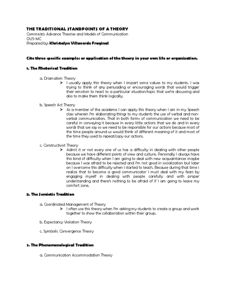 The Seven Traditional Theories | PDF | Traditions | Theory