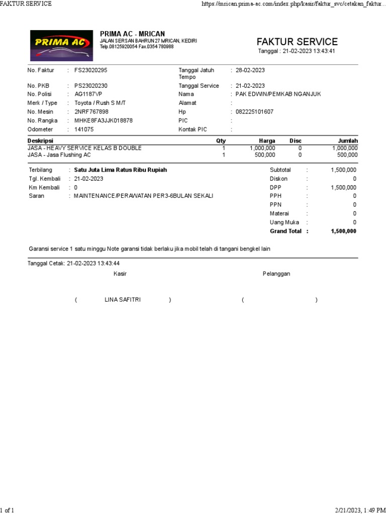 Faktur Service Jasa | PDF