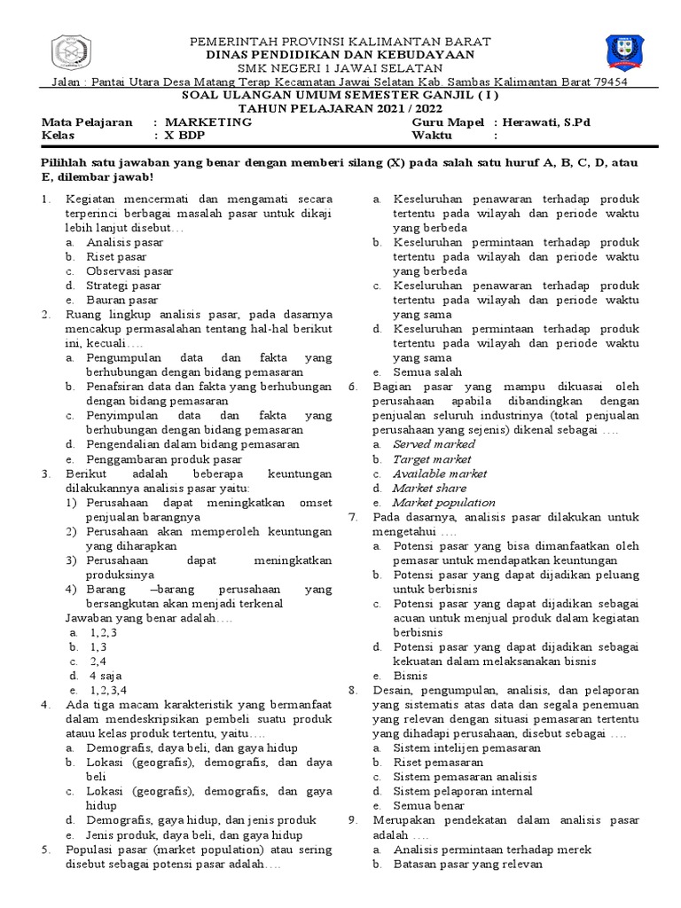 Uas Marketing X BDP | PDF