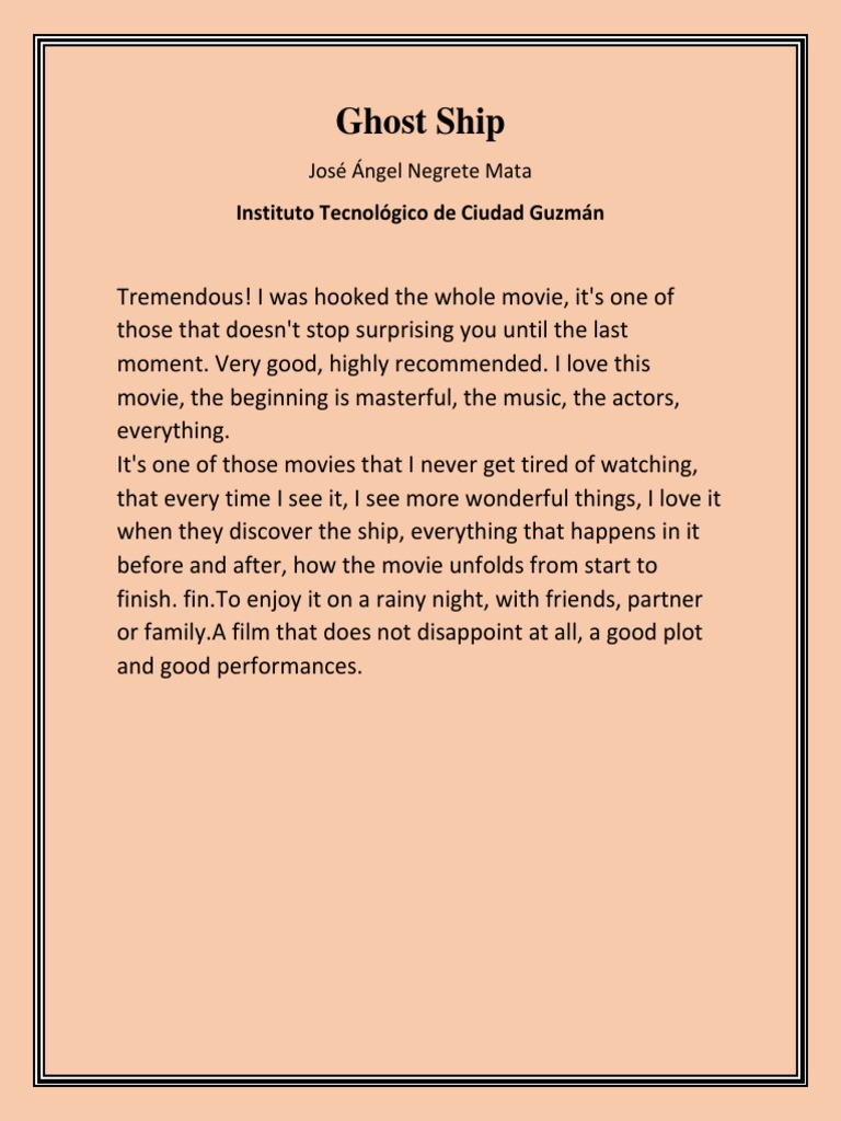 Ghost Ship Movie Review and Recommendations | PDF
