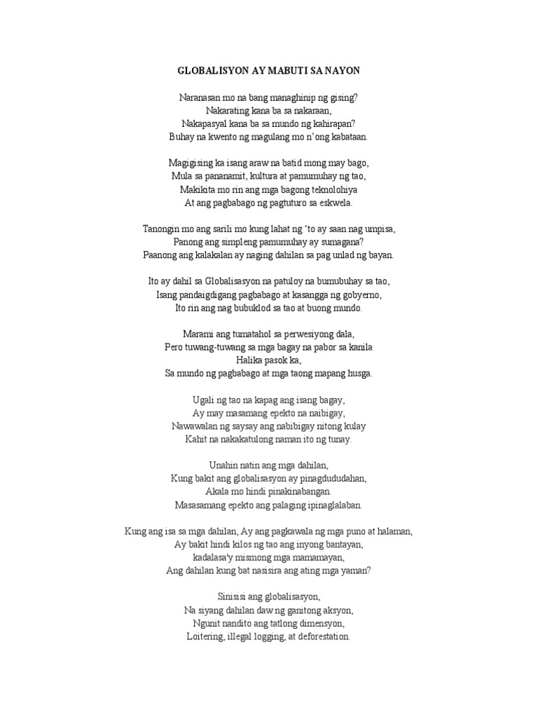 GLOBALISYON (Spoken Poetry) | PDF