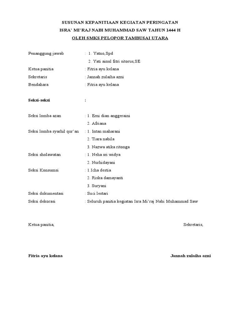 Susunan Kepanitiaan Kegiatan Peringatan | PDF Susunan Kepanitiaan Kegiatan Peringatan | PDF