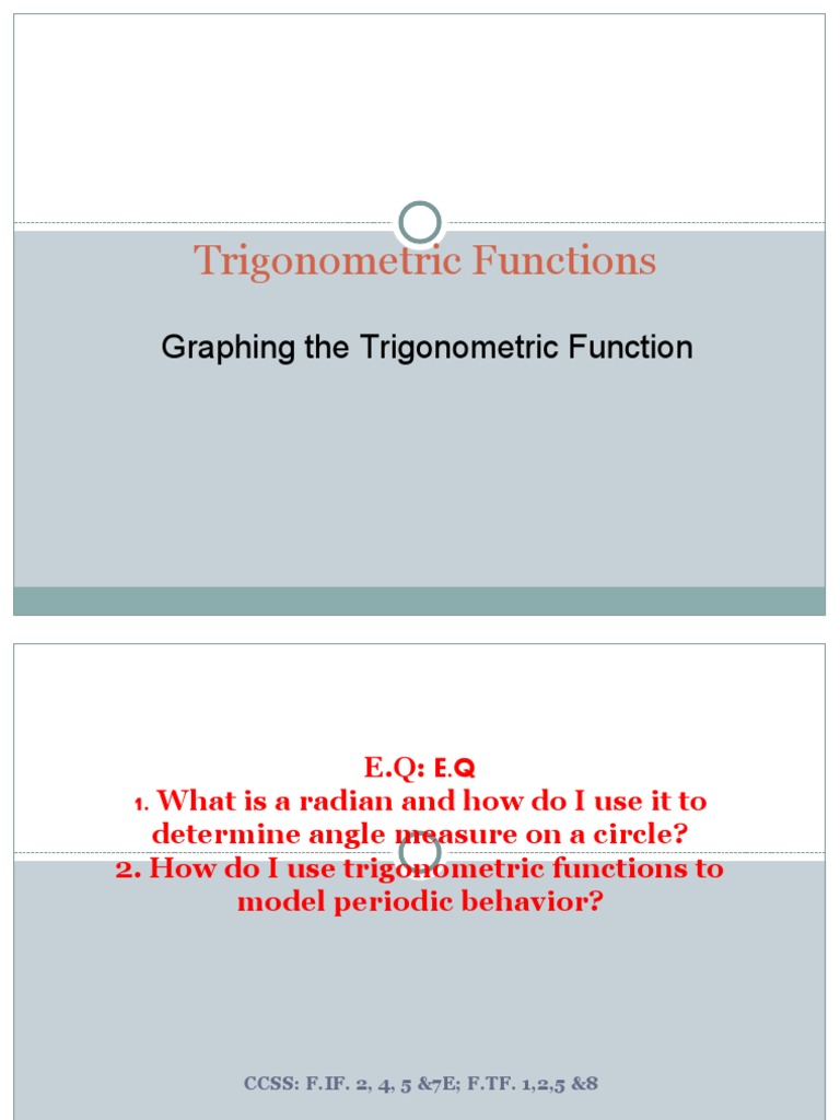 Trigonometric Functions: Graphing The Trigonometric Function | PDF | Trigonometric Functions ...