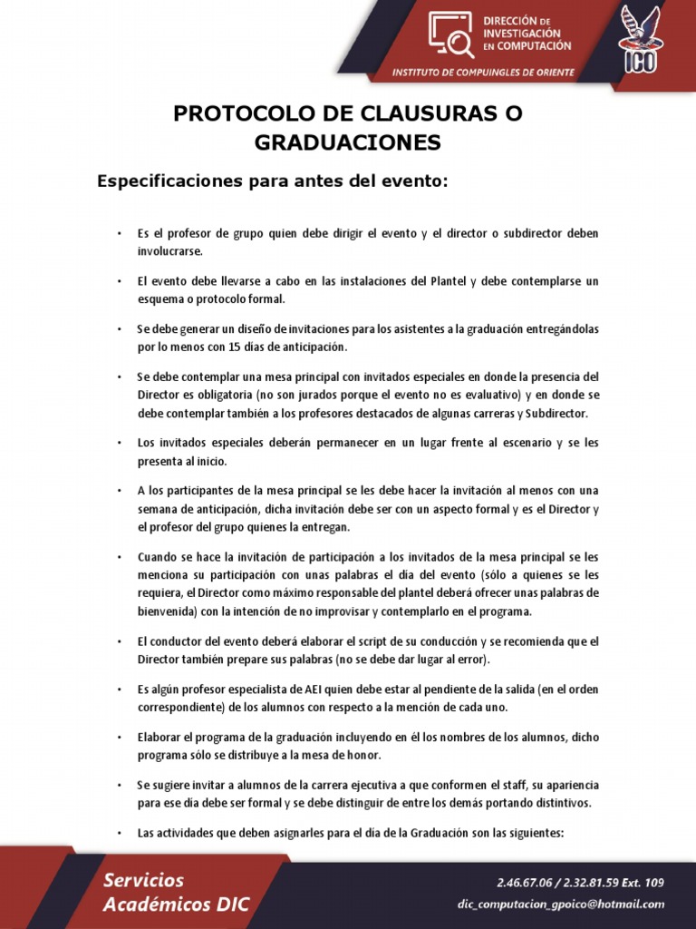 Protocolo de Clausuras o Graduaciones | PDF