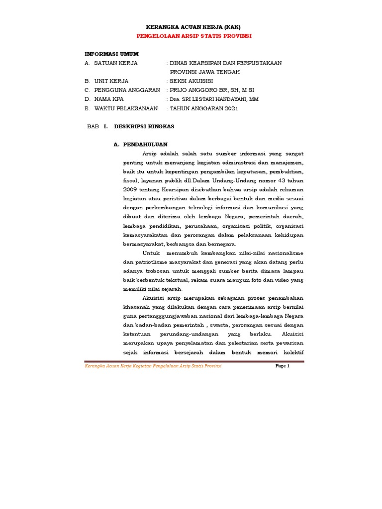 Pengelolaan Arsip Statis Provinsi: Dra. Sri Lestari Handayani, MM | PDF