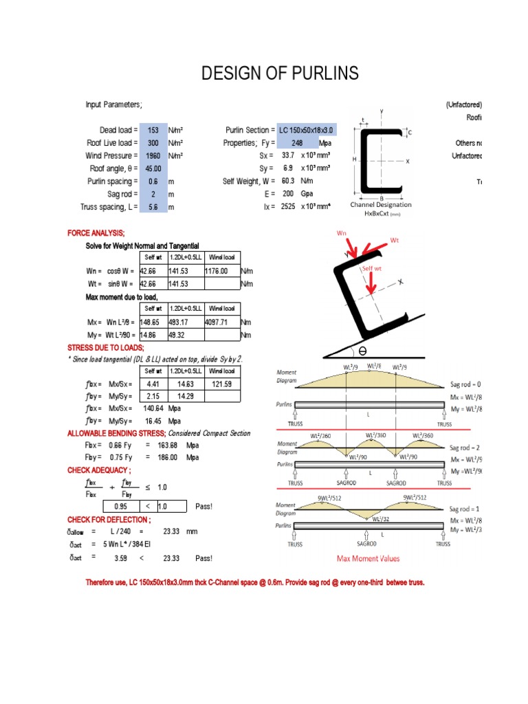 Purlin Design and Calculation Guide | PDF | Continuum Mechanics ...