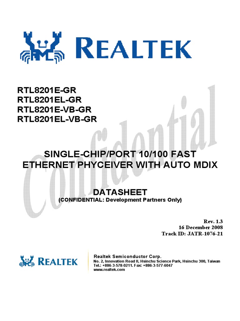 Rtl8201e GR Realtek | PDF | Ethernet | Computer Hardware