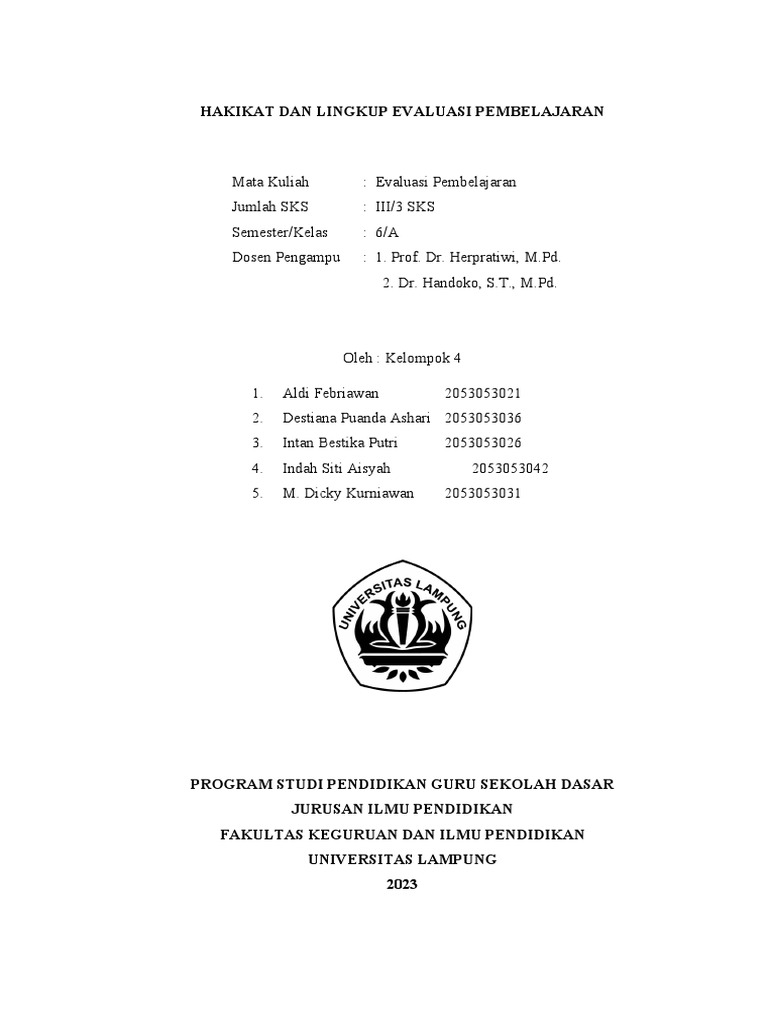 Makalah K4 Hakikat Dan Lingkup Evaluasi Pembelajaran | PDF