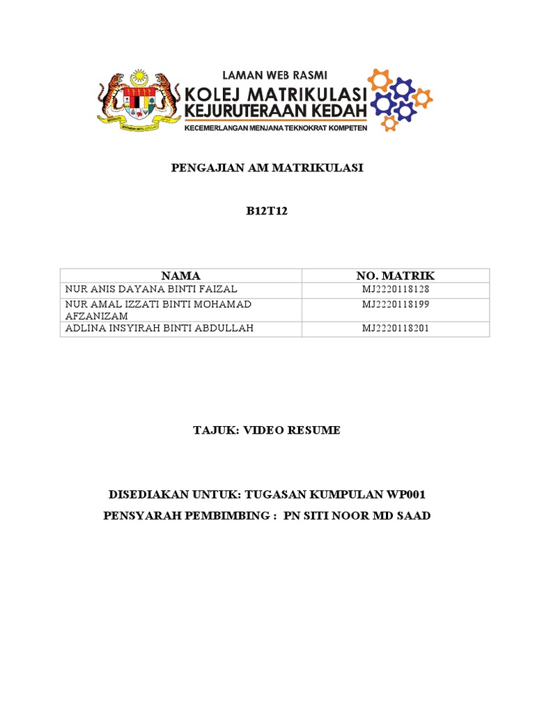 Skrip Video Resume Kumpulan Jawhara | PDF