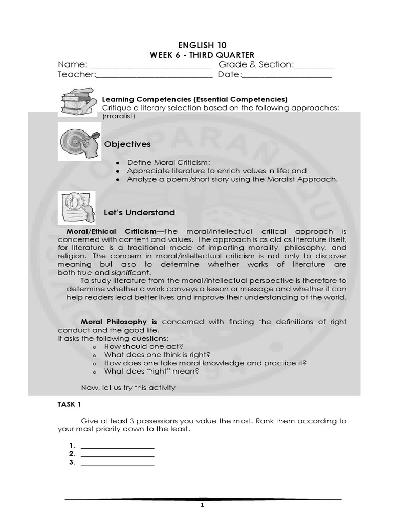 English 10 - Week 6 - Module 6 | PDF