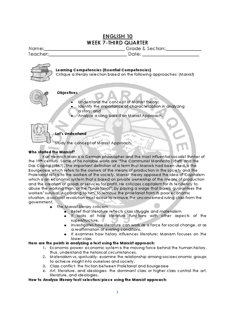English 10 - Week 7 - Module 7 | PDF | Marxism | Ideologies