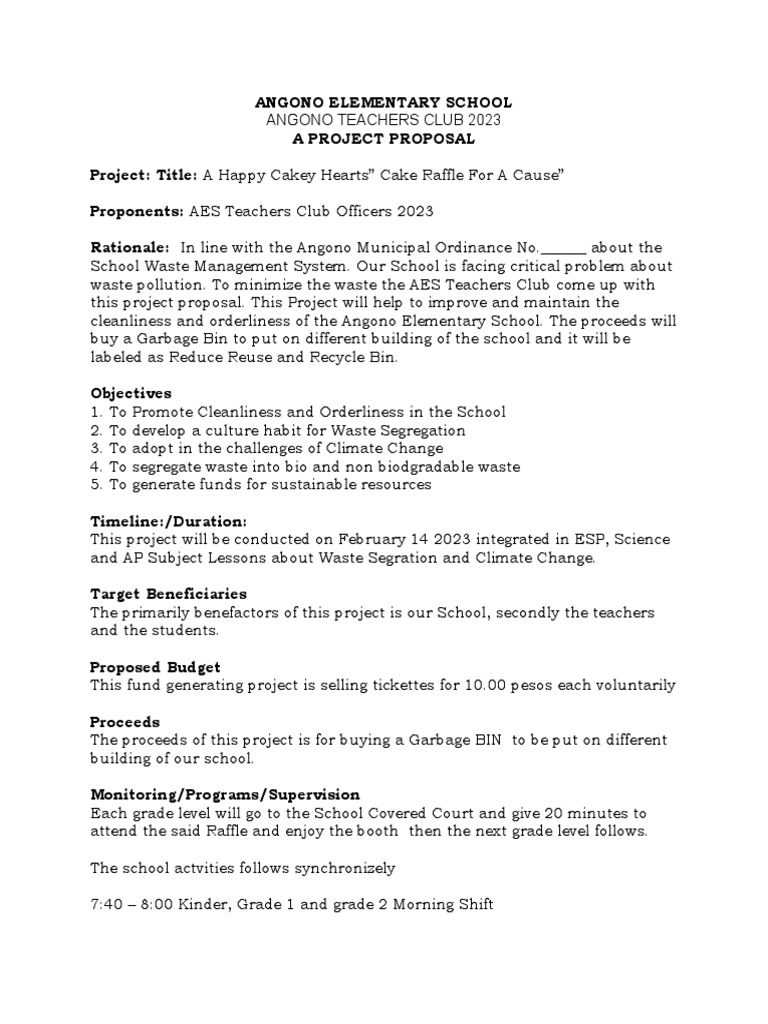 A Project Proposal - Cake Raffle For A Cause | PDF | Sustainable ...