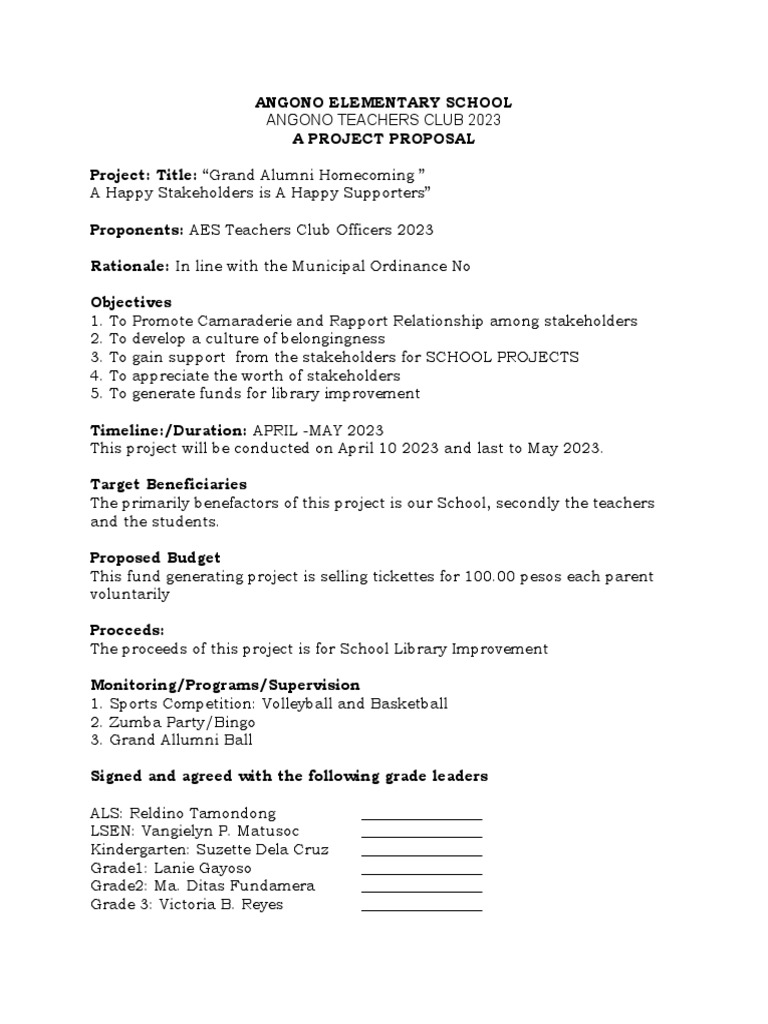 Grand Alumni Homecoming Proposal 2023 | PDF | Sports & Recreation ...