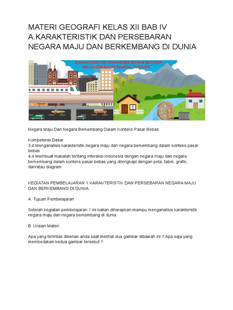 A.karakteristik Dan Persebaran Negara Maju Dan Berkembang Di Dunia | PDF