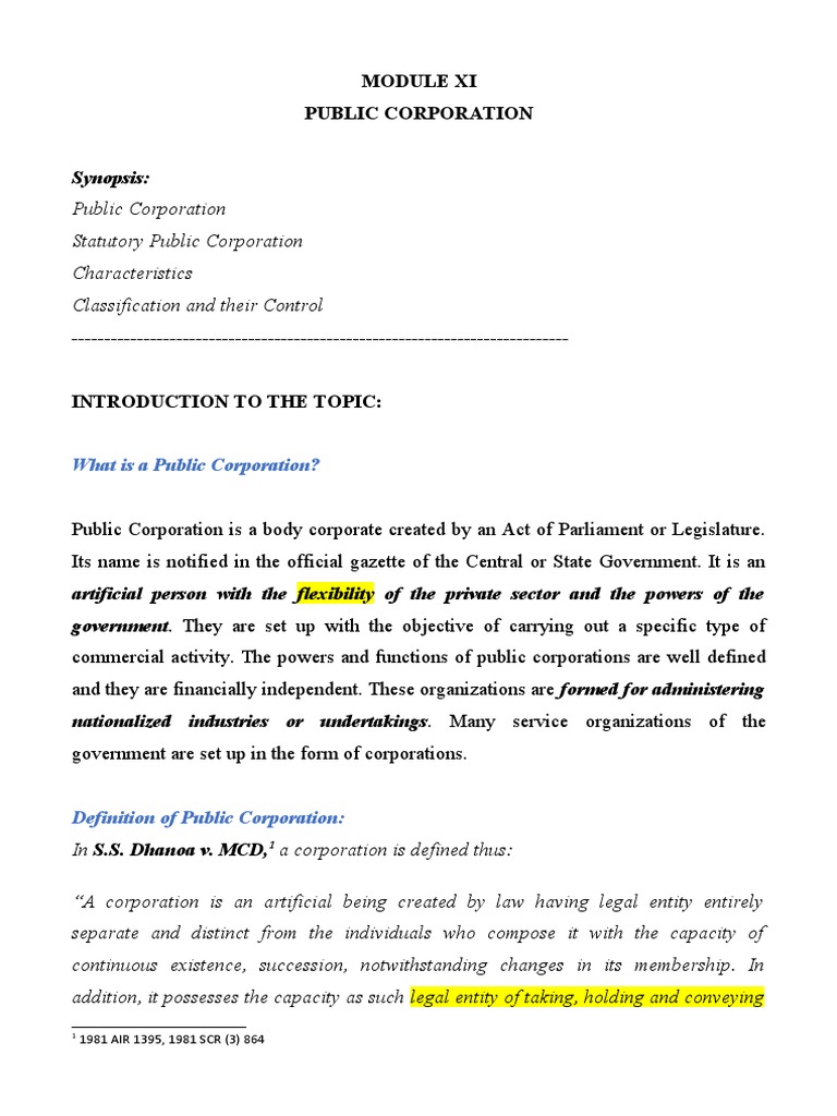 What Is A Public Corporation? | PDF | Corporations | State Owned Enterprise