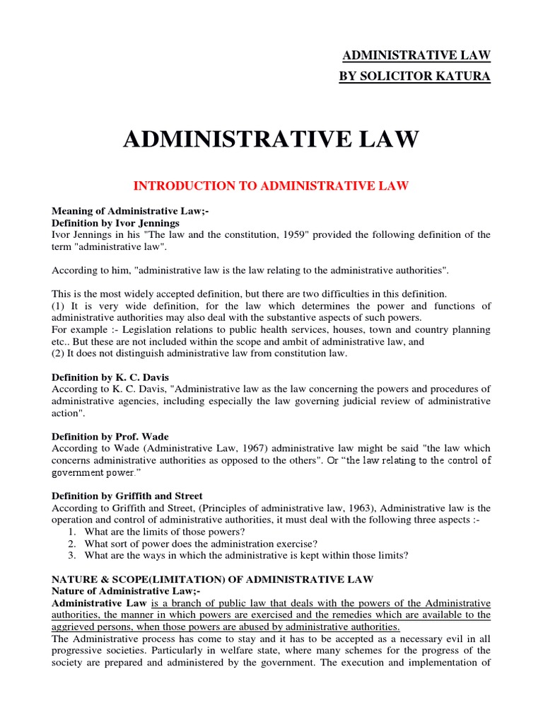 Introduction To Administrative Law | PDF | Separation Of Powers | Administrative Law