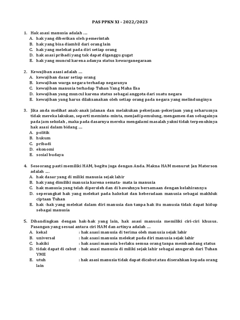 Pas 1-Ppkn-Xi-2022 2023 | PDF