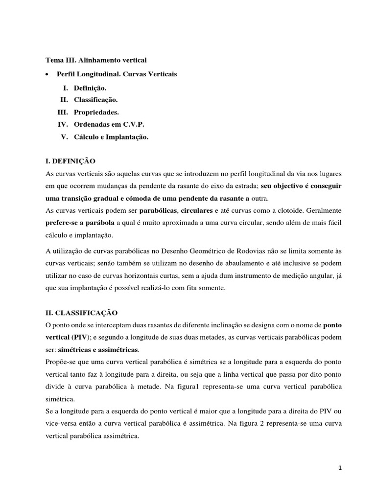 Alinhamento Vertical I | PDF | Curva | Círculo
