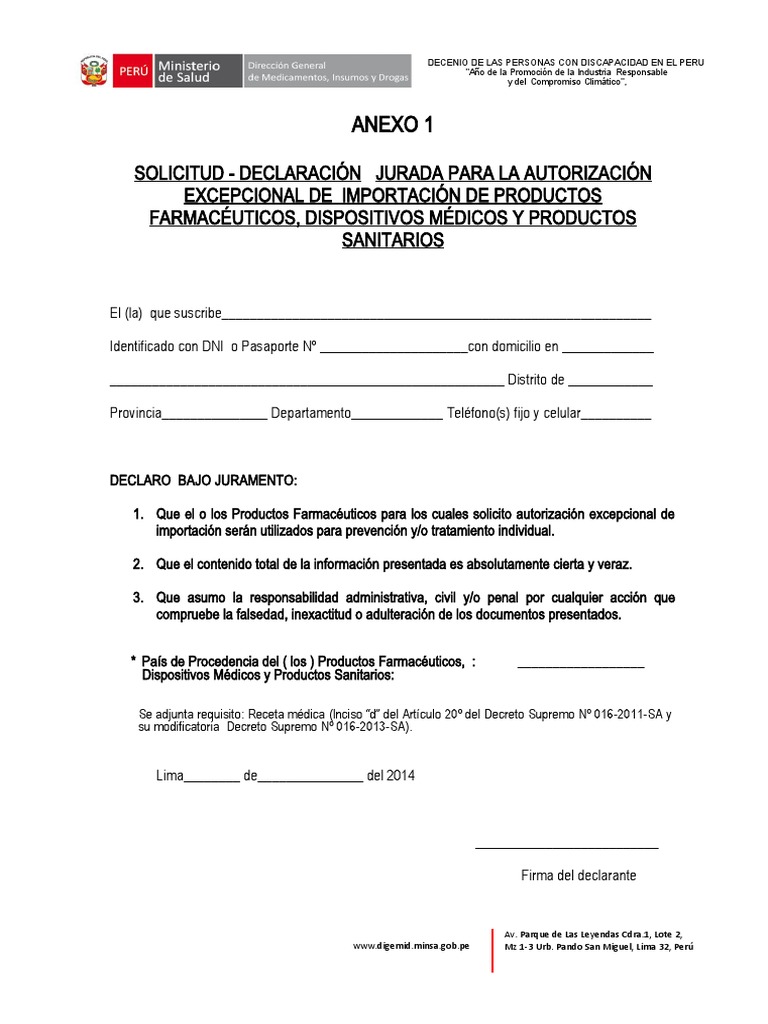 Declaracion - Jurada DIGEMID | PDF | Finanzas y dinero