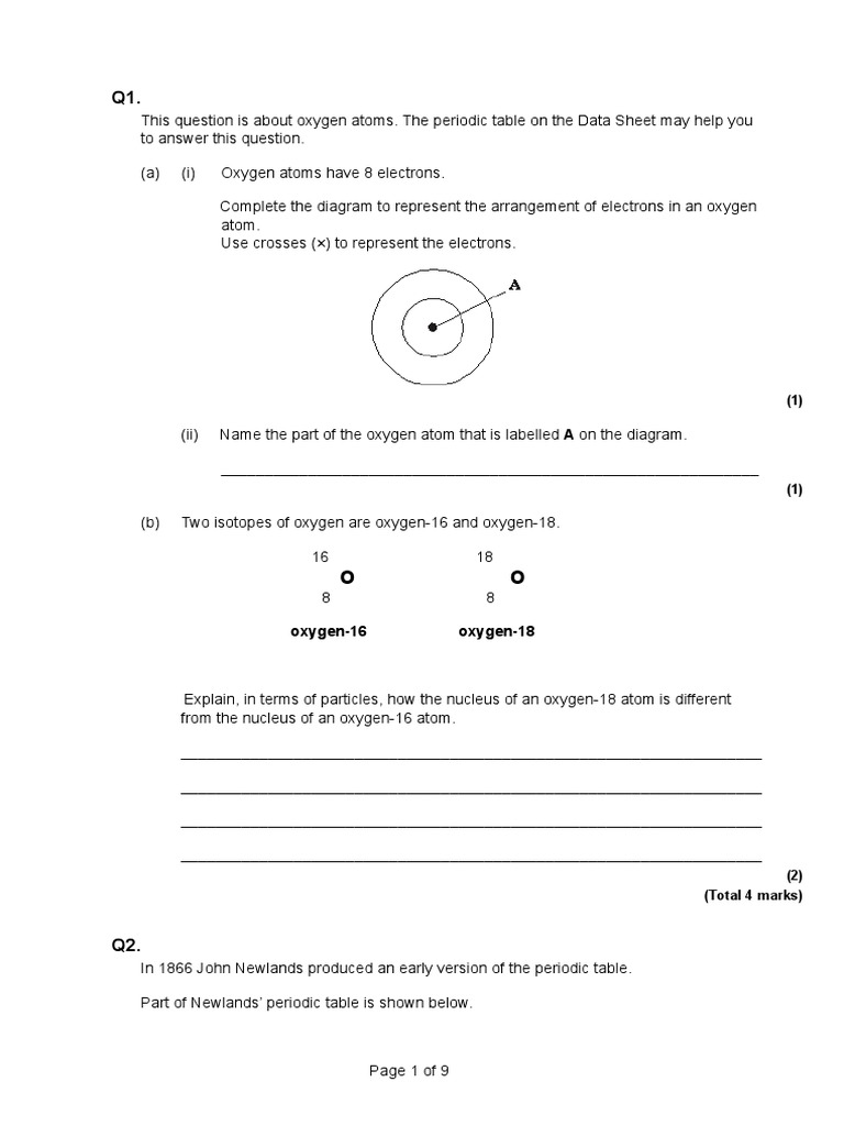 Oxygen 16 Oxygen 18 PDF Neutron Atoms