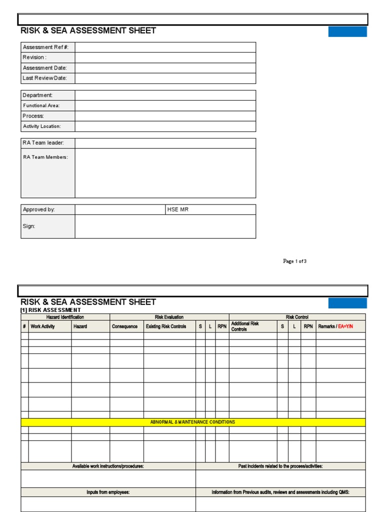 HSE-Risk Assessment Sheet | PDF | Risk | Risk Assessment