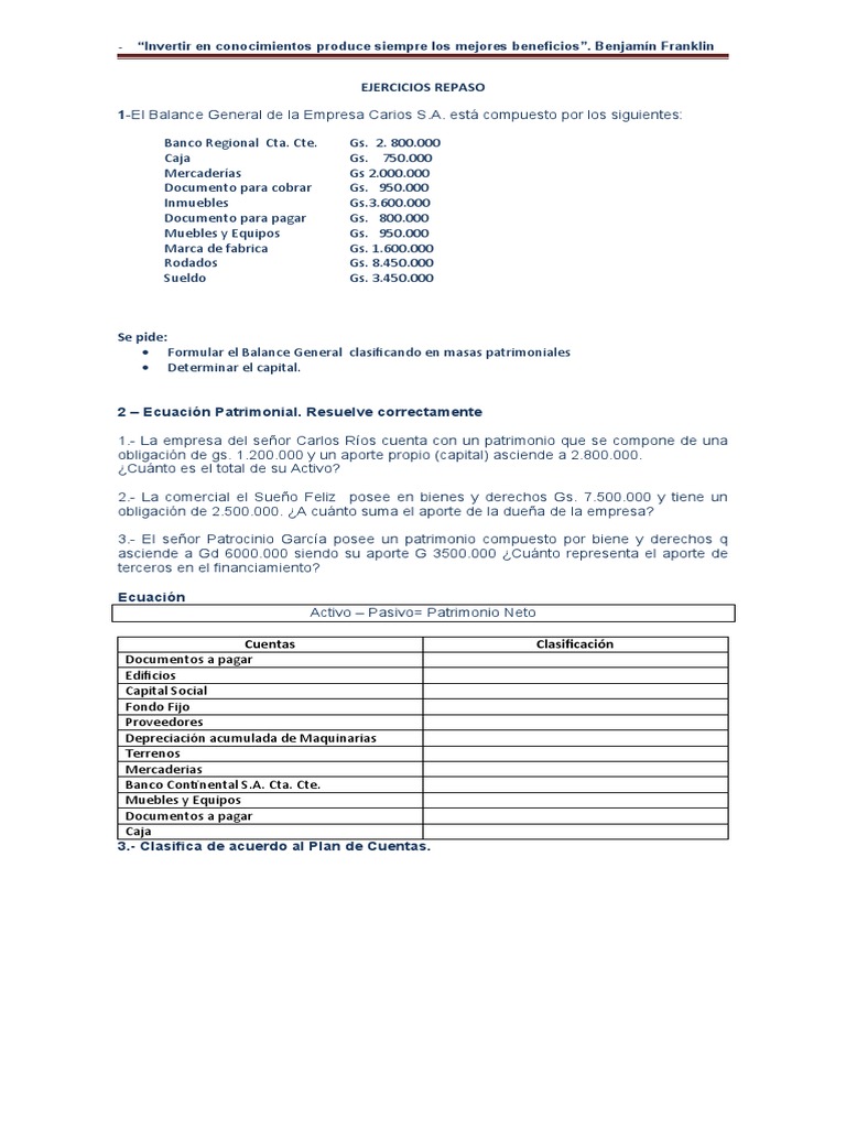 Ejercicios Repaso 2 | PDF