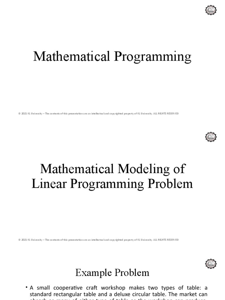 CO1 SESSION 2 Introduction Formulation of LPP | PDF | Mathematical ...