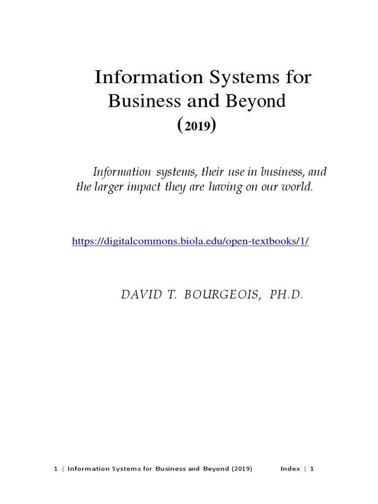 Information Systems For Business and Beyond | PDF | Information System ...
