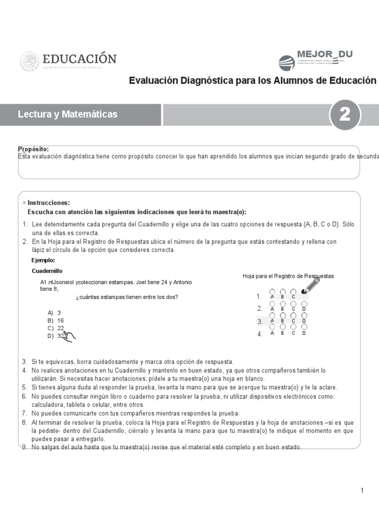 Prueba 2do Grado Secundaria | PDF
