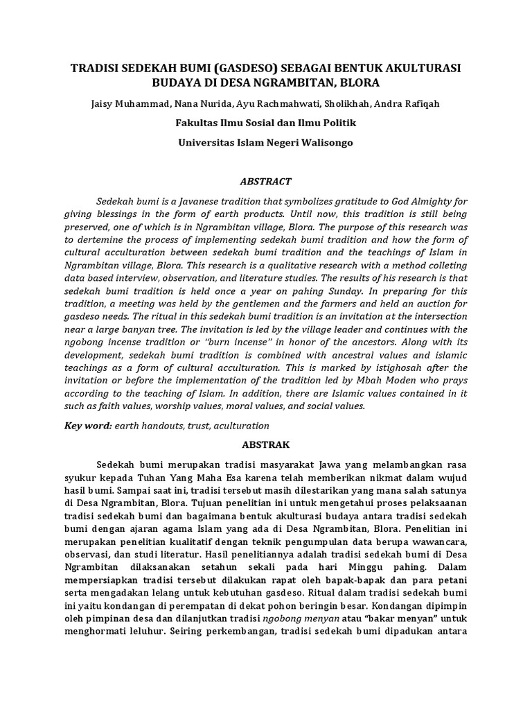 Revisi - Kel 4 - Tradisi Sedekah Bumi - Ssbi | PDF