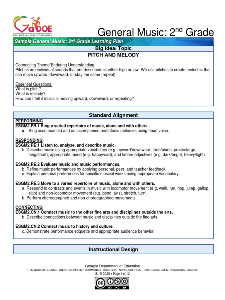 2nd Grade General Music Lesson on Pitch and Melody | PDF | Qr Code ...