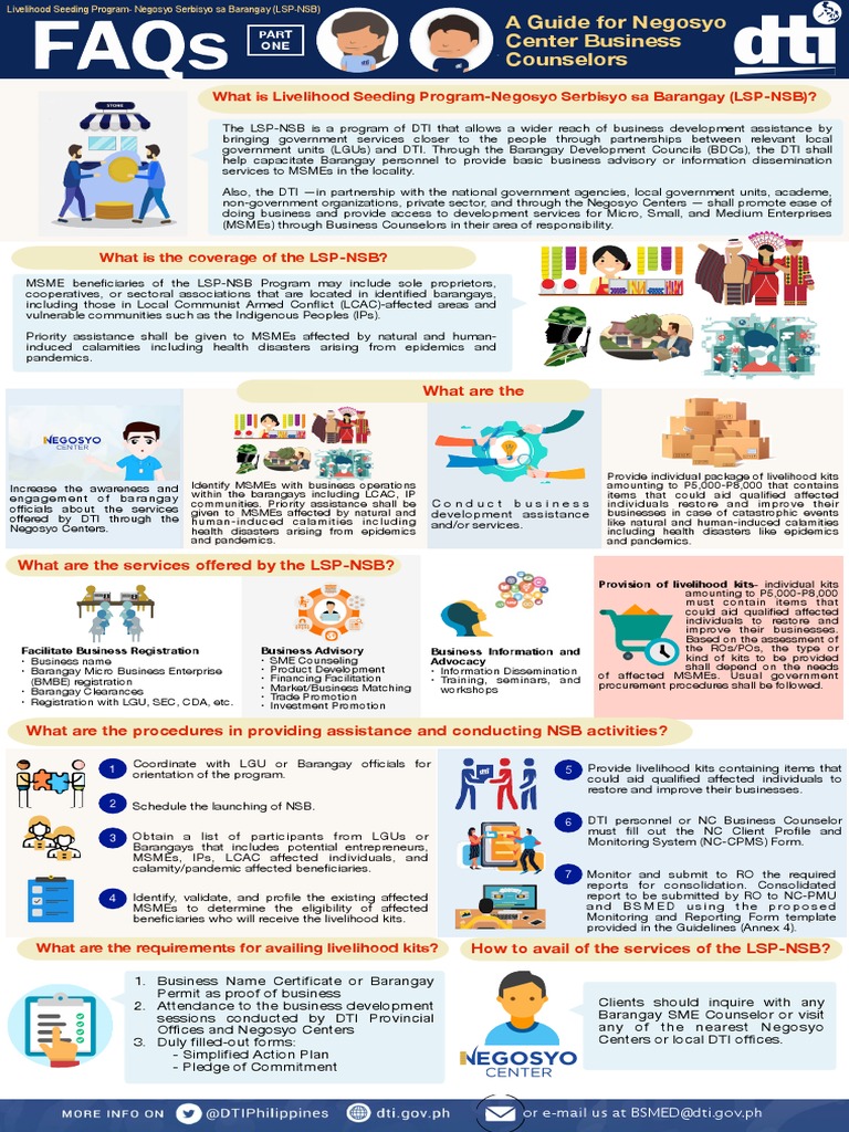LSB-NSB FAQs - A Guide For Negosyo Center Business Counselors - 1 | Download Free PDF ...